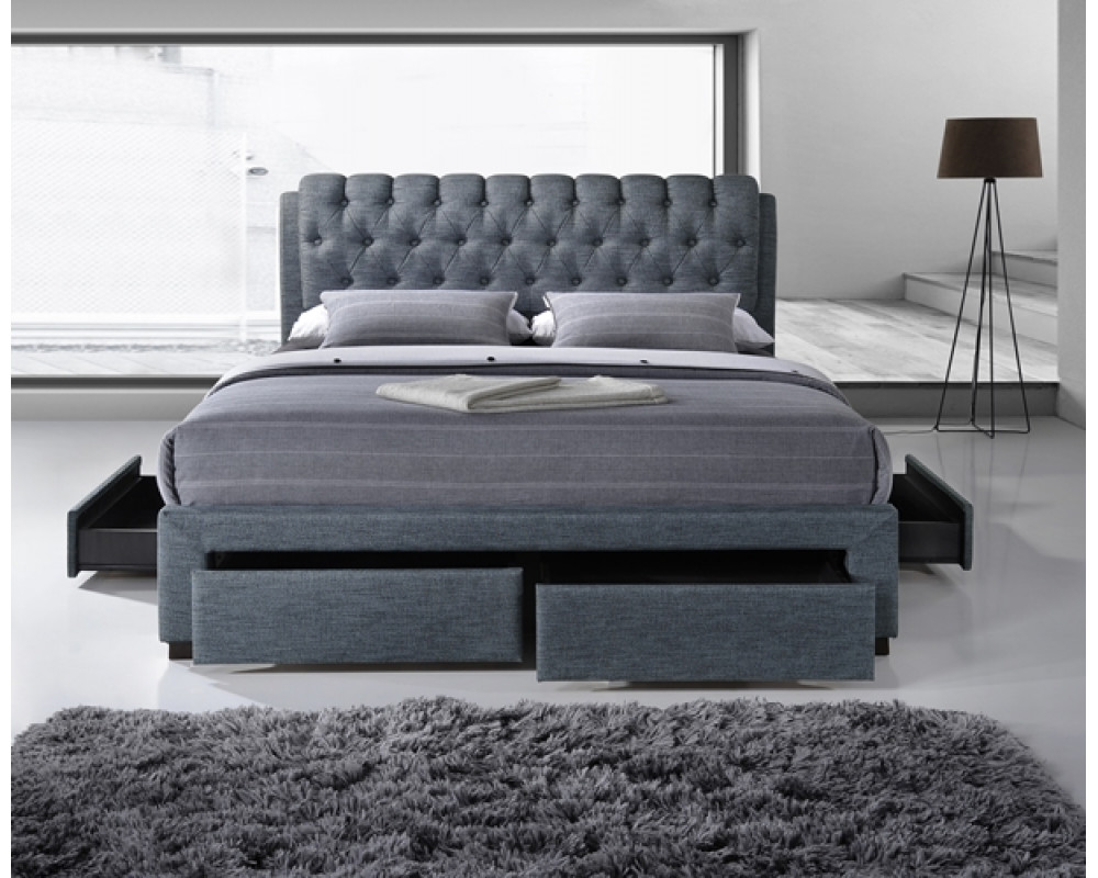 Zara Dark Grey Fabric 4 Drawer Modern Storage Bed