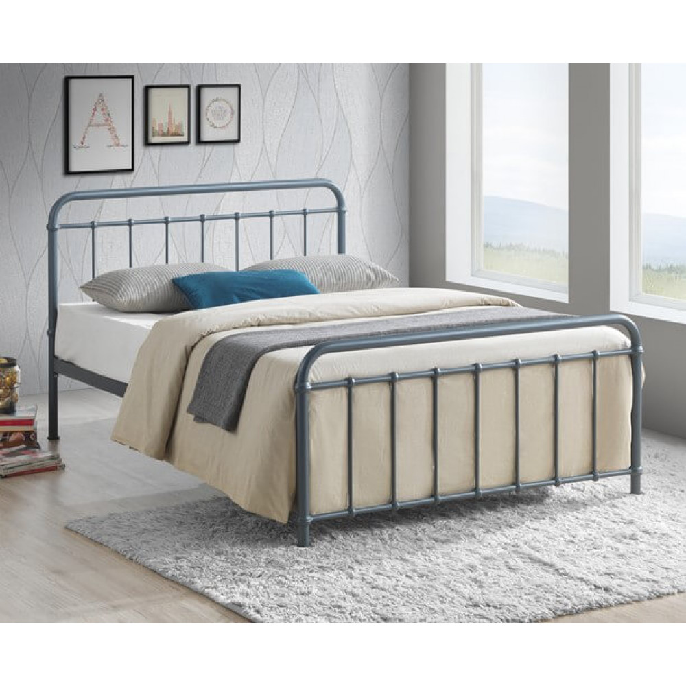 Classic Grey Metal Bed Frame – Timeless UK Bedroom Design